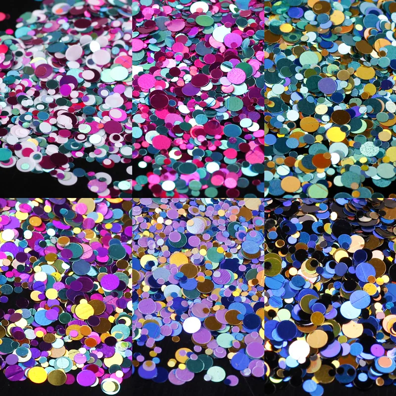 Holographic holo 12 colors 1g/ box Nail Art Glitter ROUND Shapes ...