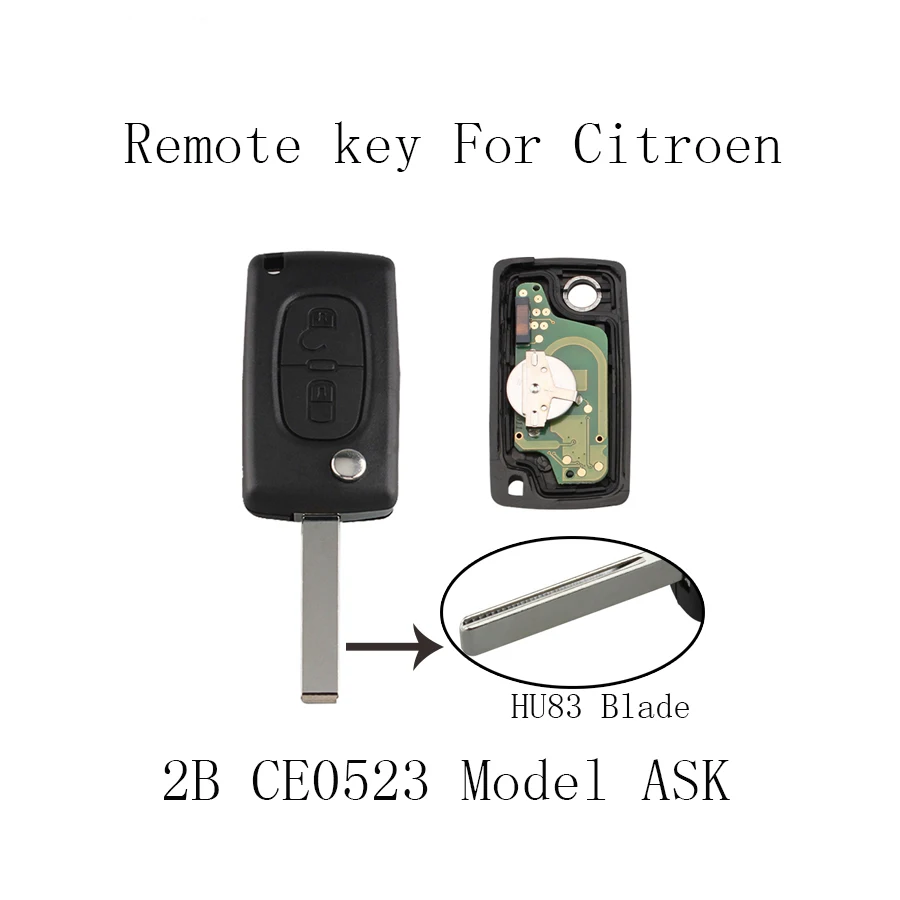 2pcs*2Buttons Remote Car key For CITROEN C2 C3 C4 C5 Berlingo Picasso ...