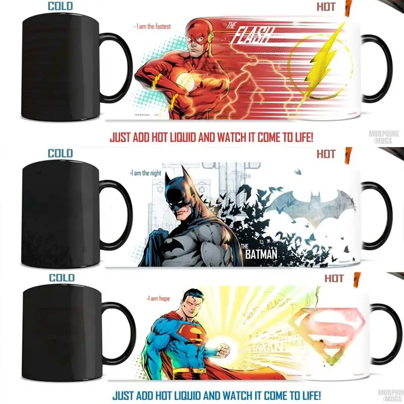 (3 Pieces Set ) The Flash Mug,batman Mugs,superman Mugs Heat Changing ...