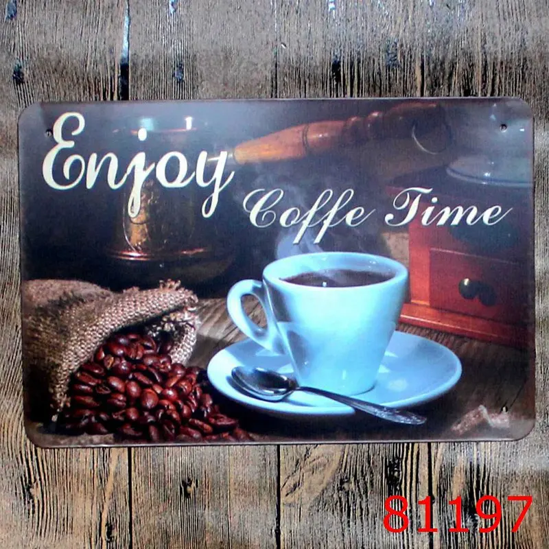 30X20CM Enjoy Coffee Time Vintage Home Decor Tin Sign Pub Wall Decor ...