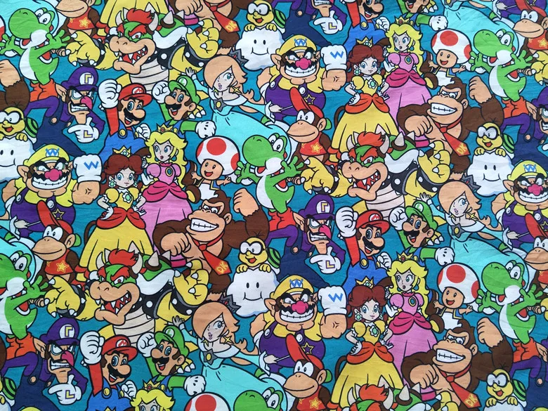 50*148cm game Super Mario Cotton Sewing Fabric DIY Handmade Material ...