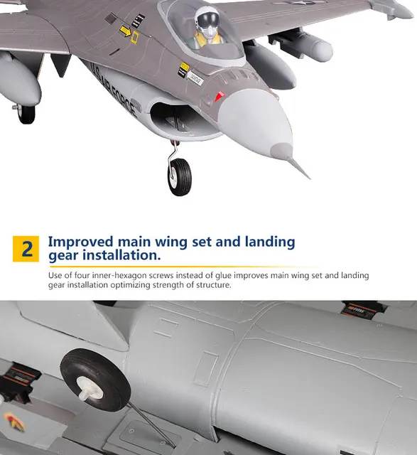 FMS 64mm F16 F-16 V2 Falcon Ducted Fan EDF Jet Grey EPO 4S, 56% OFF