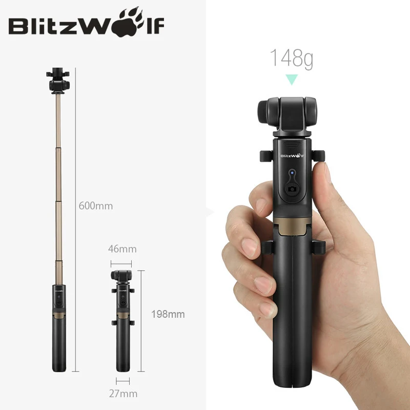 Promo Offer BlitzWolf 3 in 1 Wireless Bluetooth Selfie Stick Mini ...