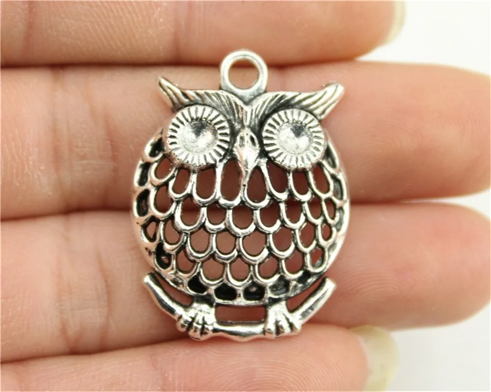 WYSIWYG 3pcs 33x25mm 2 Colors Antique Silver, Antique Bronze Plated Owl ...