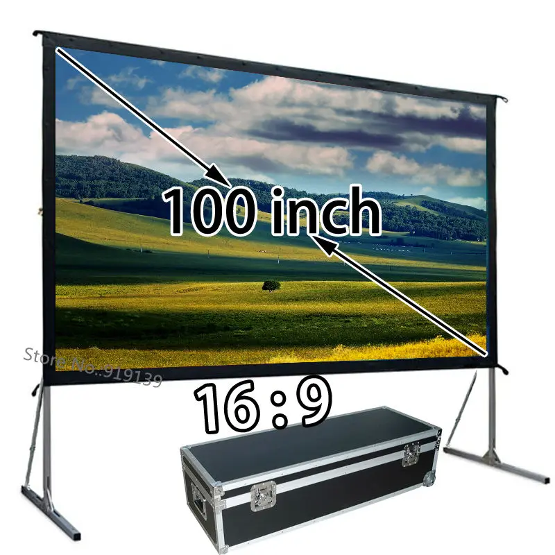 Tela Do Projetor 1080 P Com Suporte De Chão Móvel Filme Frente Telas De ...