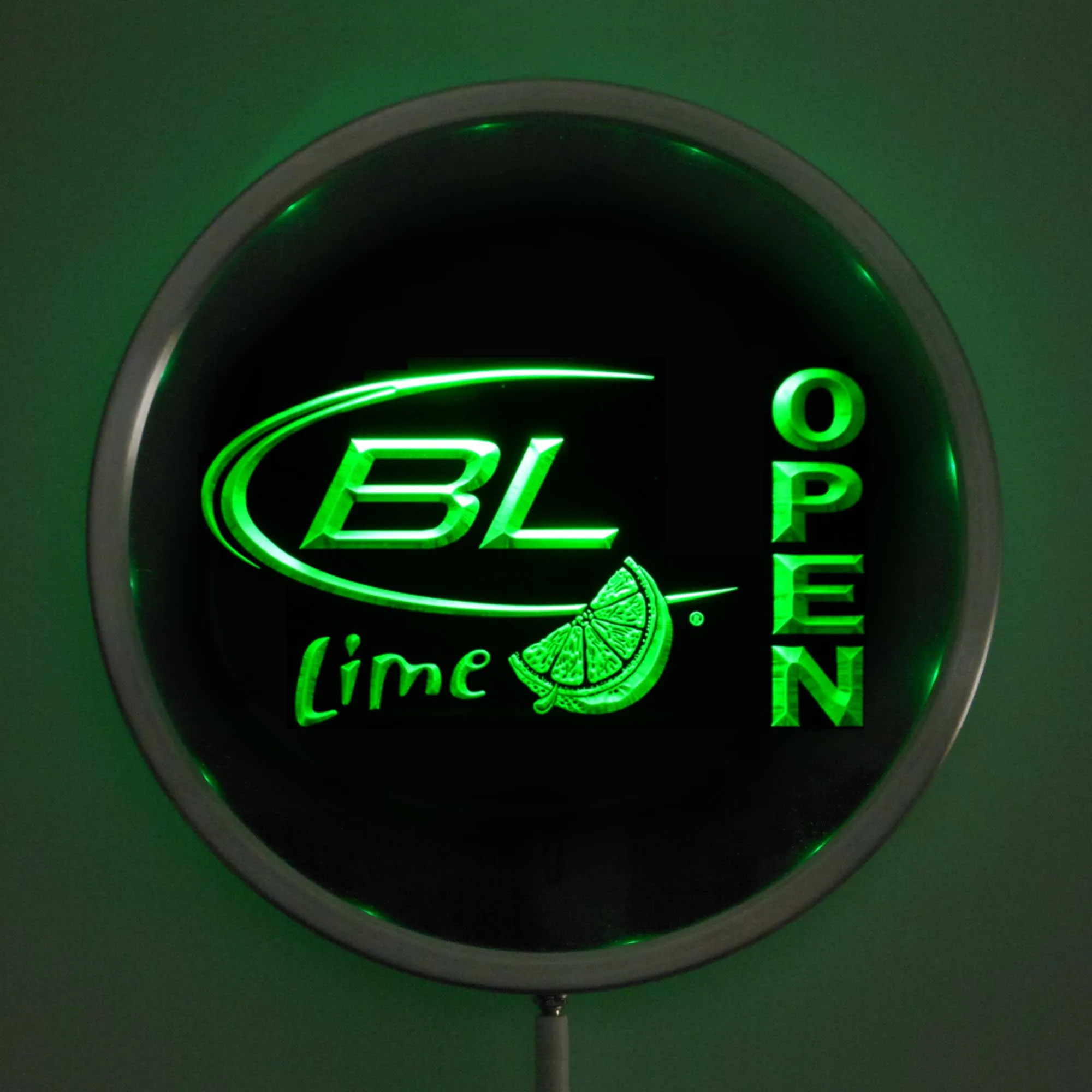 rs 0073 Bud Light Lime OPEN LED Neon Round Signs 25cm/ 10 Inch Bar Sign ...