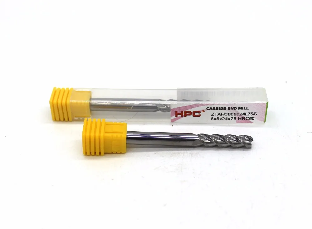 6*6*75 of 3 flutes HRC 60 mill cutter solid carbide end mill CNC ...