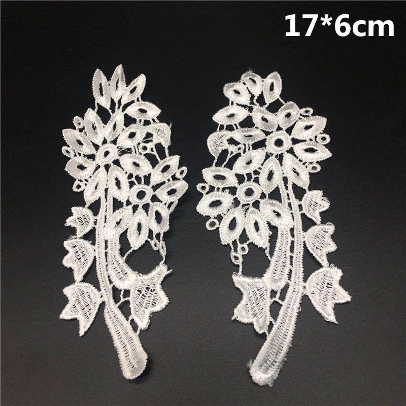 1 쌍 (17*6 cm) 흰색 꽃 자 수 레이스 메쉬 자 카드 레이스 패브릭 바느질 트림 # Lace07|lace ...