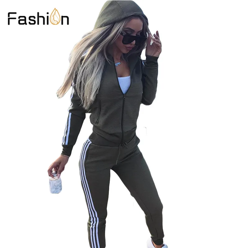 Best Price New 2018 2Pcs Women Set Ladies Tracksuit Crop Tops Hoodies ...