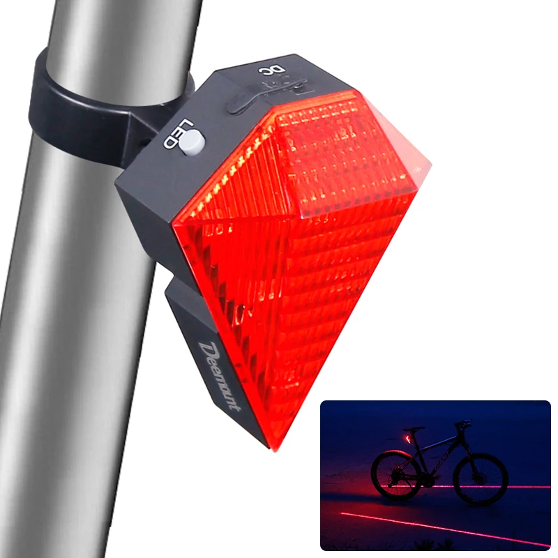 Cycling Tail Lamp Bicycle Safety Warning Light With Laser Beams MTB ...