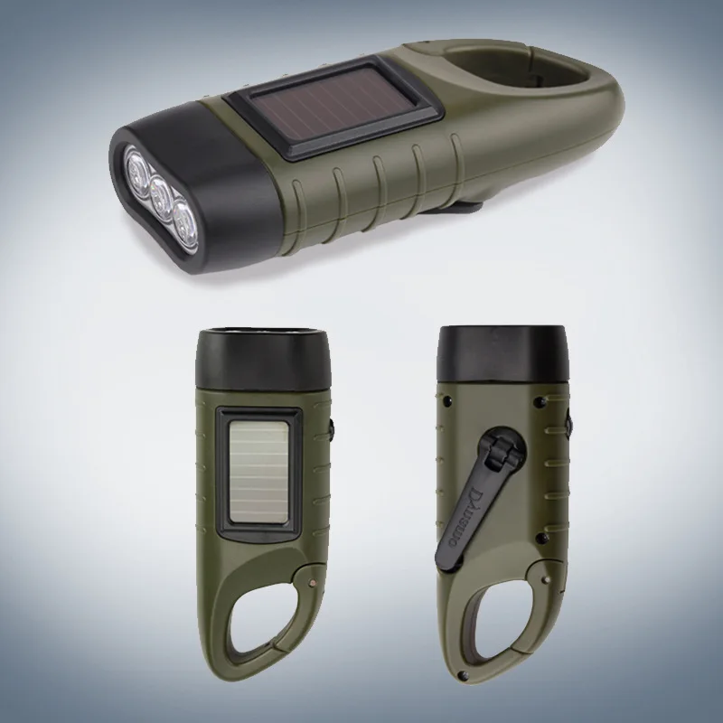 Mini Emergency Hand Crank Dynamo Solar Flashlight Rechargeable Led ...