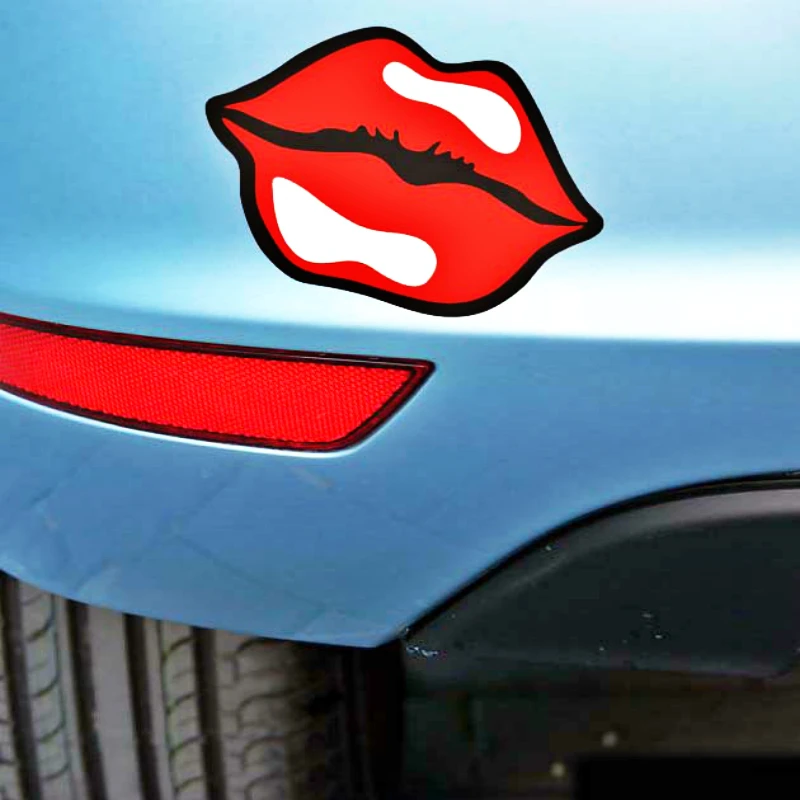 Volkrays Car Accessories Cartoon Sexy Red Lip Car Sticker Decal ...
