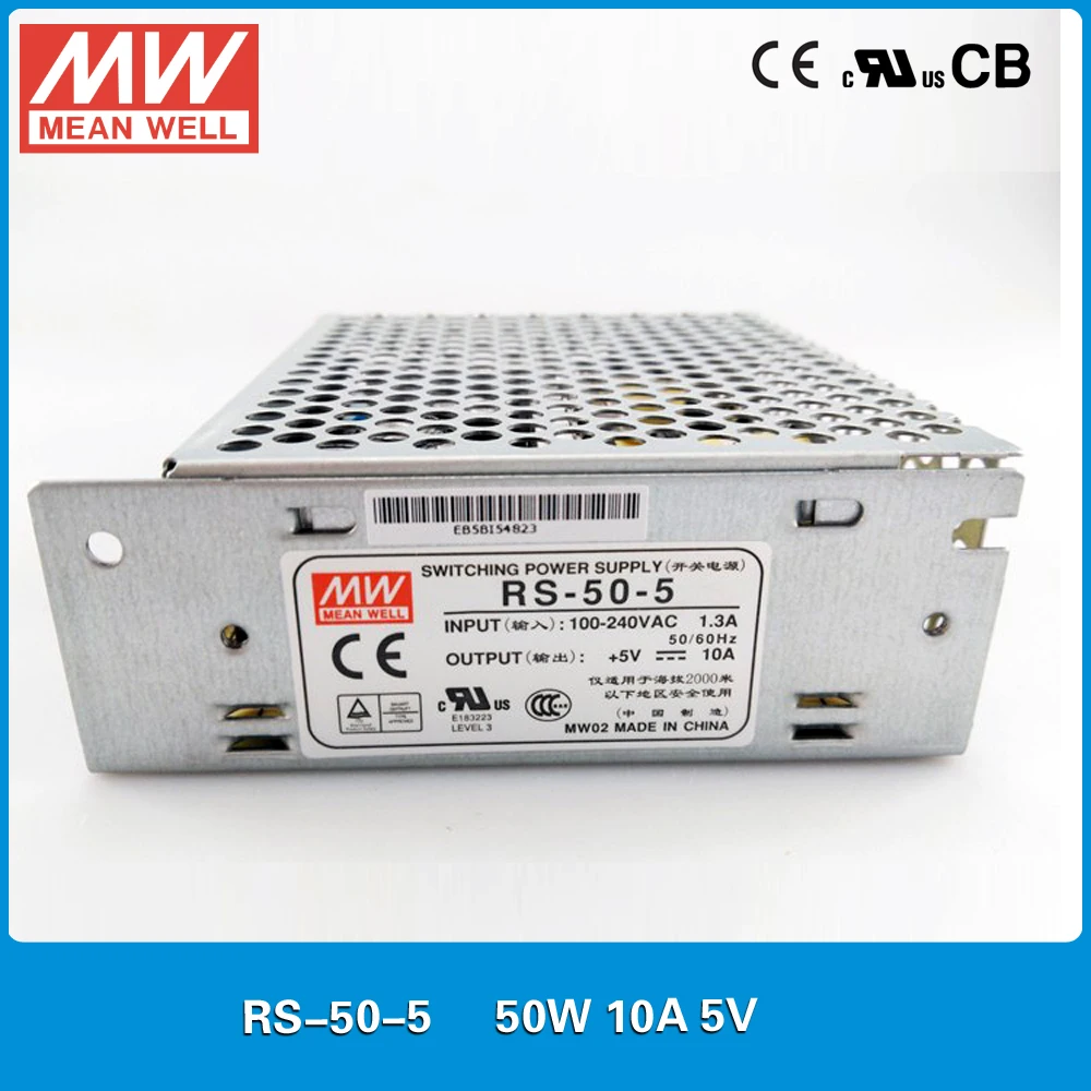 Original Meanwell RS 50 5 50W 10A 5V Switching Power Supply input 88 ...