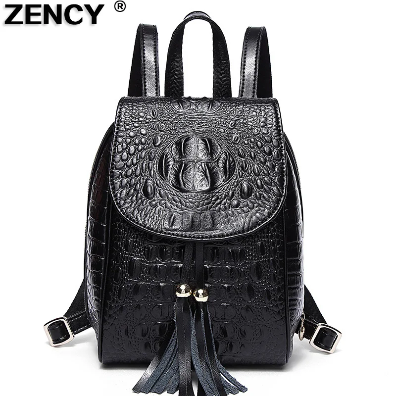 ZENCY Spring Small Famous Brands Alligator Pattern Backpacks Genuine ...