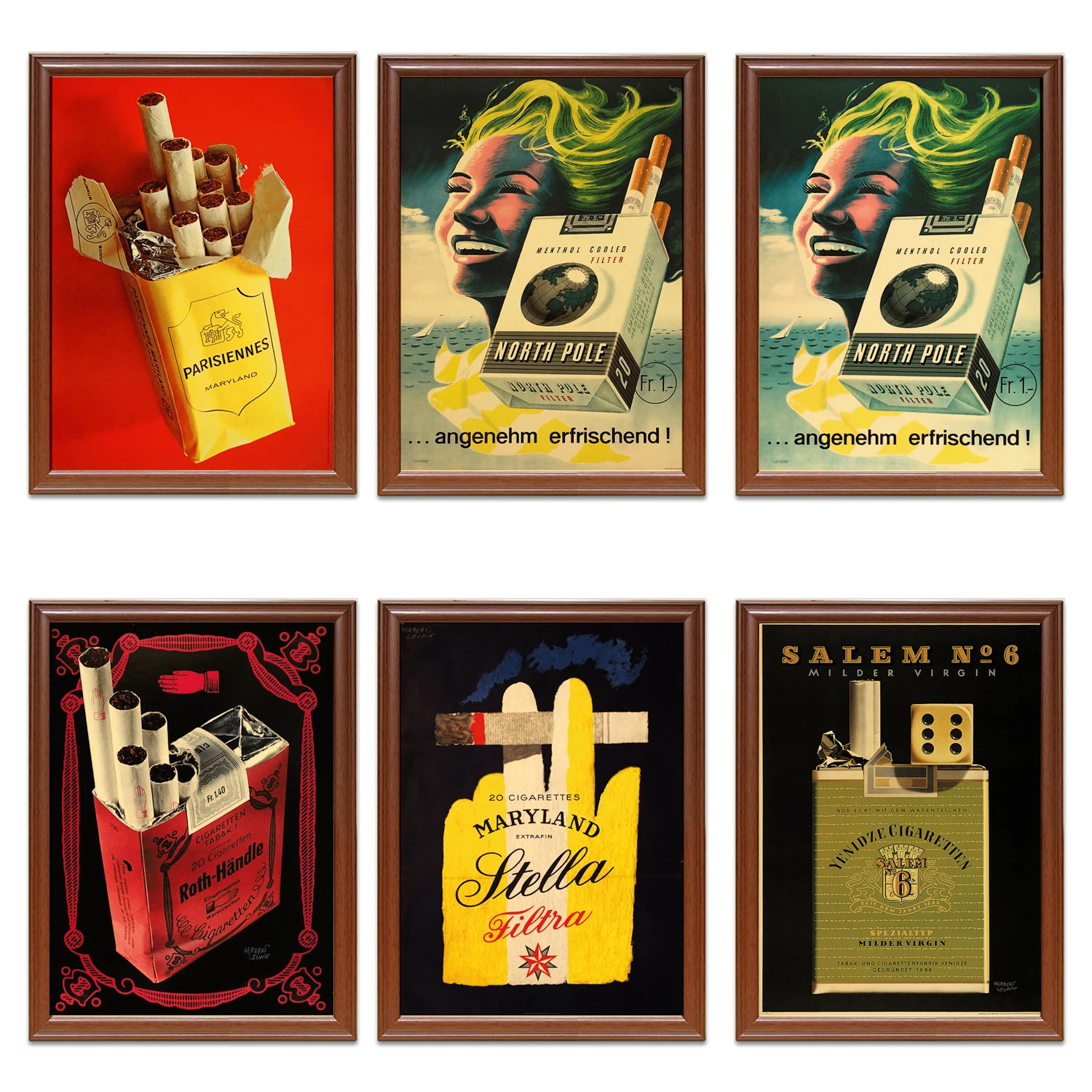 Vintage 1900s Cigarettes Tobacco Ads Poster Stella Filtra Kraft Posters ...