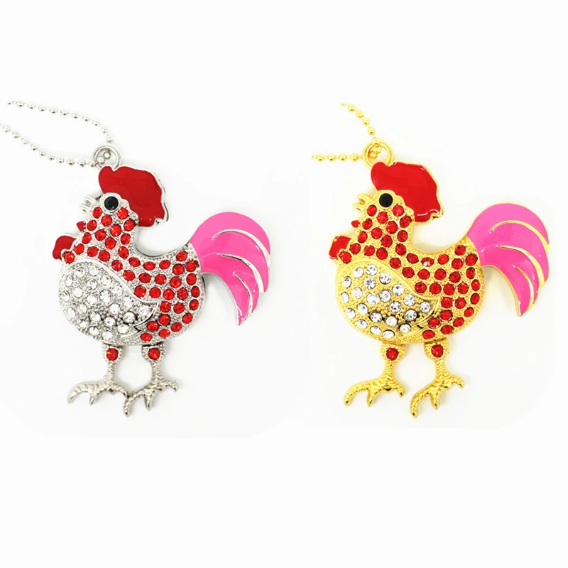 Diamond Crystal Chicken Usb Flash Drive Necklace Pen Drive Memory Stick ...