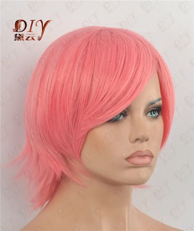 Xd j001716 Rectas Lindo Corto de Color Rosa Natural Peluca Cosplay Pelo ...