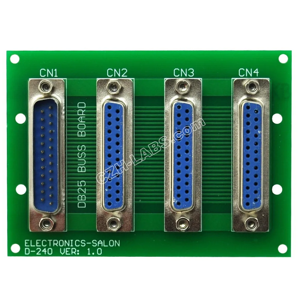 Electronics-salon Panel Mount Db25 1 Male 3 Female Buss Board, Db-25 ...