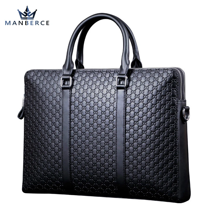 MANBERCE Dermis Men Briefcase Laptop Bag Rectangle Business Fashion ...