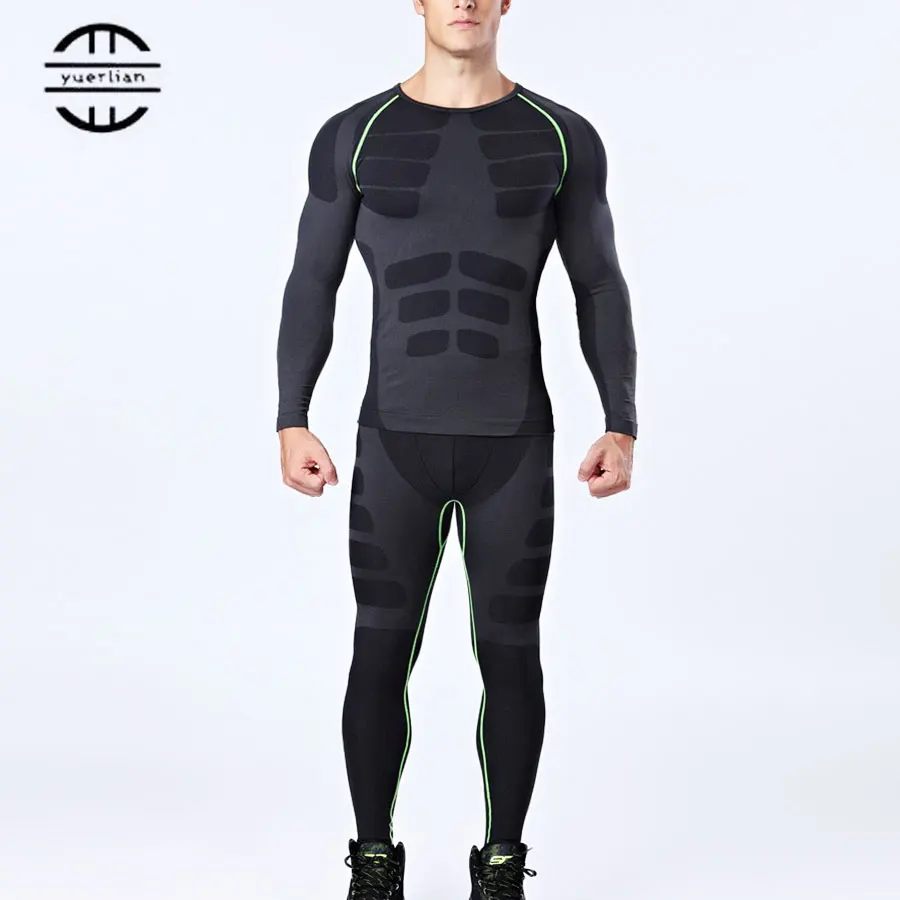 YEL New Compression Quick Dry Tight Tracksuit Men Training Fitness Long ...