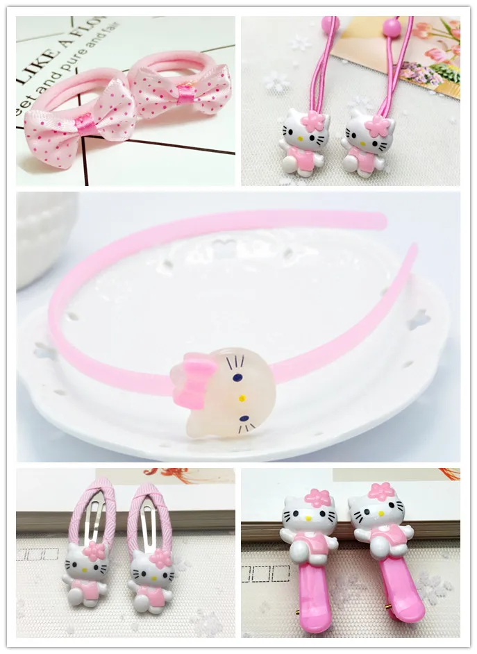 1 Set Cartoon Hello Kitty Accessories For Children Gift Girls Hairclip ...