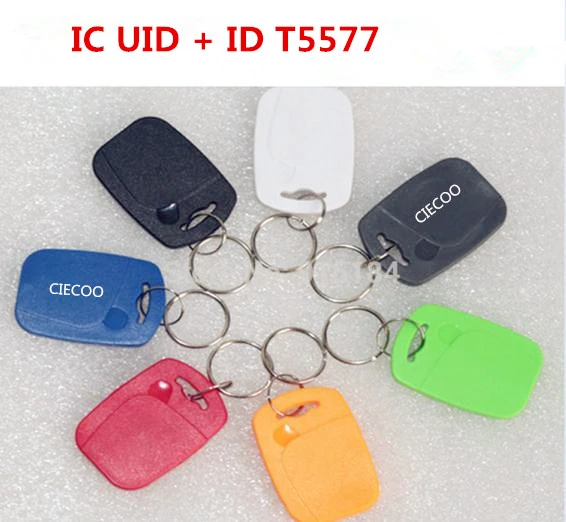 Dual Chip Frequency RFID 13.56Mhz UID and T5577 125 kHz ID key tag ...