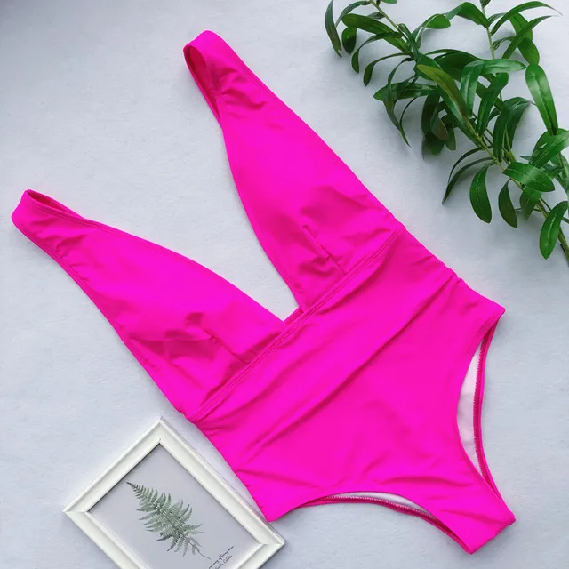 Αγορά Κολύμπι | Halter neon bikini deep v-neck bathing suit women ...