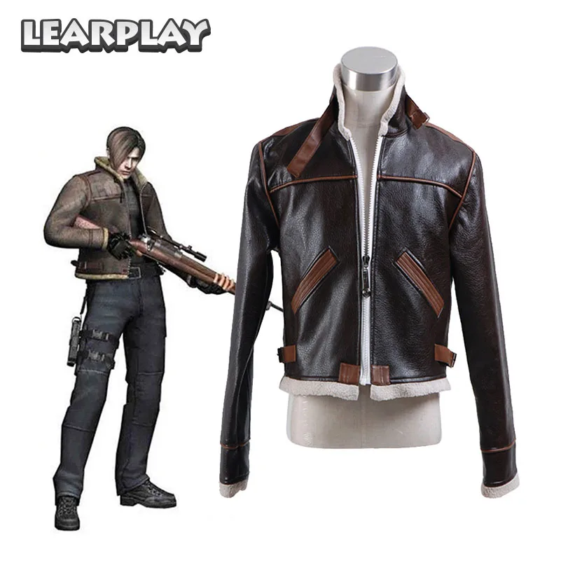 Learplay Resident Evil 4 Leon Kennedy Leather Jacket Coat Cosplay ...