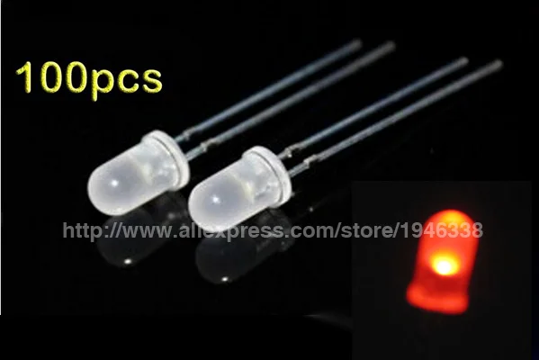 Diodo emisor de luz LED rojo de 5MM 100 Uds. F5mm LED rojo redondo ...