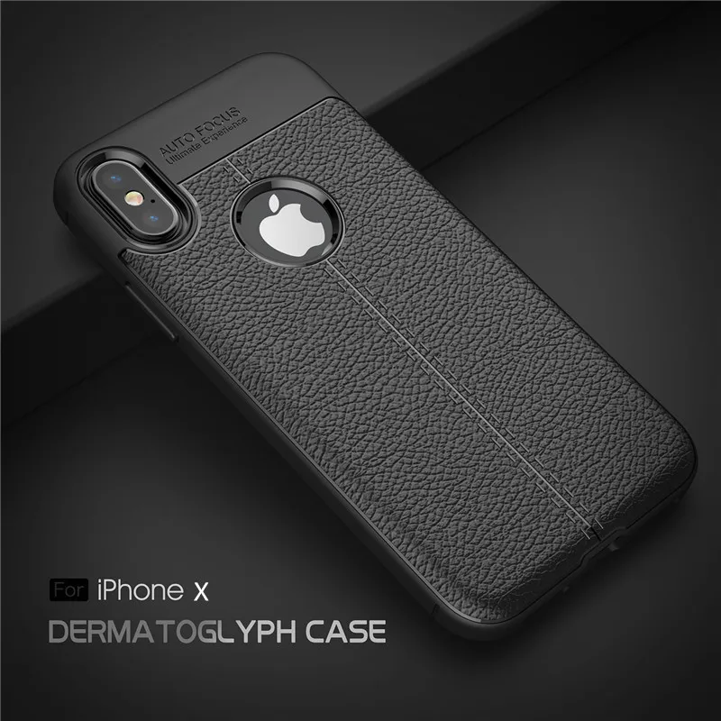 New Case For Iphone X Leather Business Litchi Pattern Pu Soft Tpu