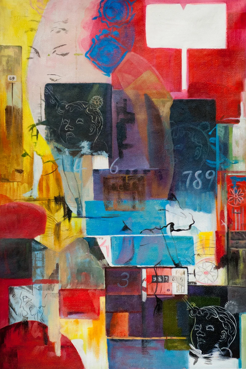 Arte abstracto moderno puro hecho a mano, óleo sobre lienzo Gun is Mind ...