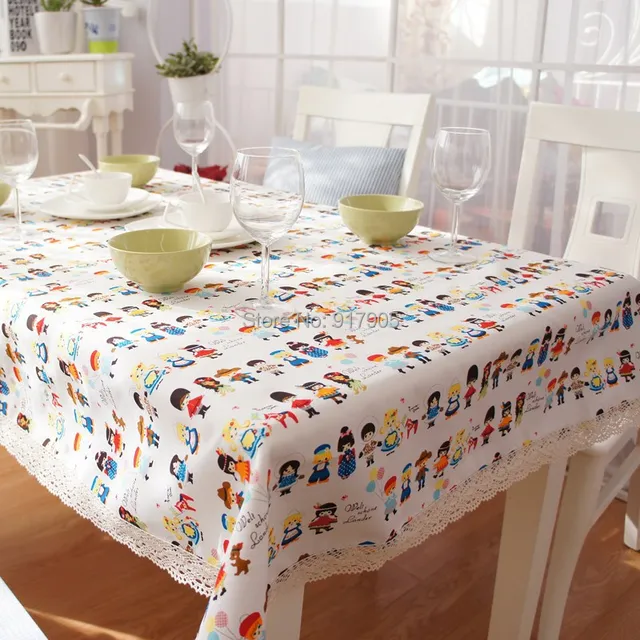 Free Shipping Cute Cartoon Kids Room Table Cover Modern Lace Tablecloth ...