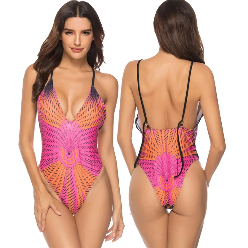 New Sexy One Piece Swimsuit Plus Size Swimwear Women High Cut Bathing
