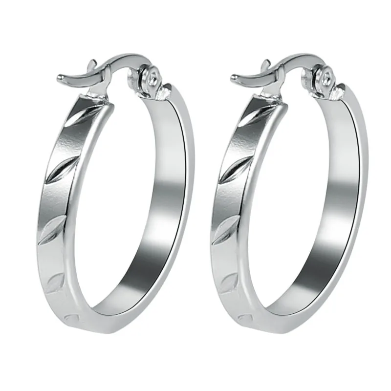 Gold Silver Color Stainless Steel Hoop Earrings Womens Titanium