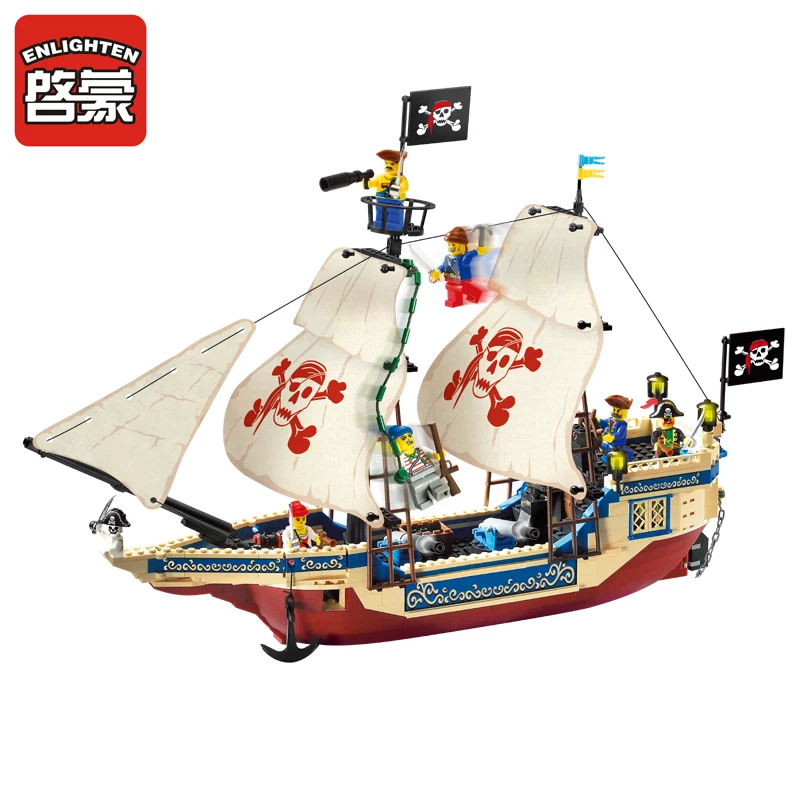 Enlighten Pirate Ships Model Compatibleb Legoed Warship Boats Castle ...