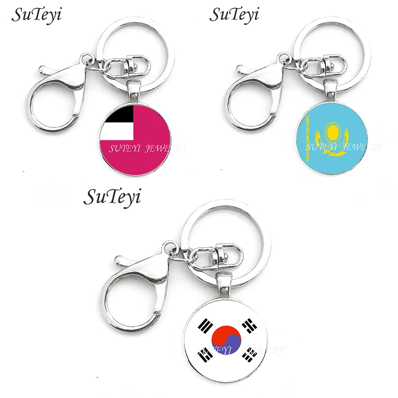 Georgia And Kazakhstan And South Korea Flag Key Chain Charm Flag ...