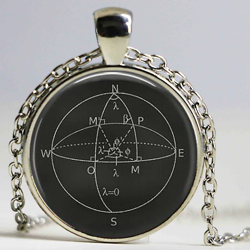 Fashion Jewelry Glass Necklace Physics Math Equations Globe Math ...