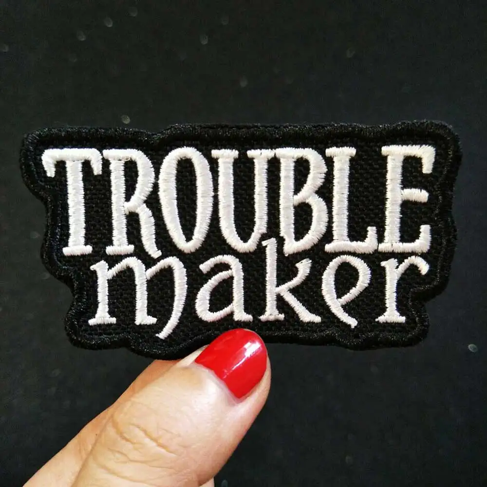 Trouble maker เหล็กบนแพทช์ปัก Applique เย็บป้าย punk biker Patches สติก ...