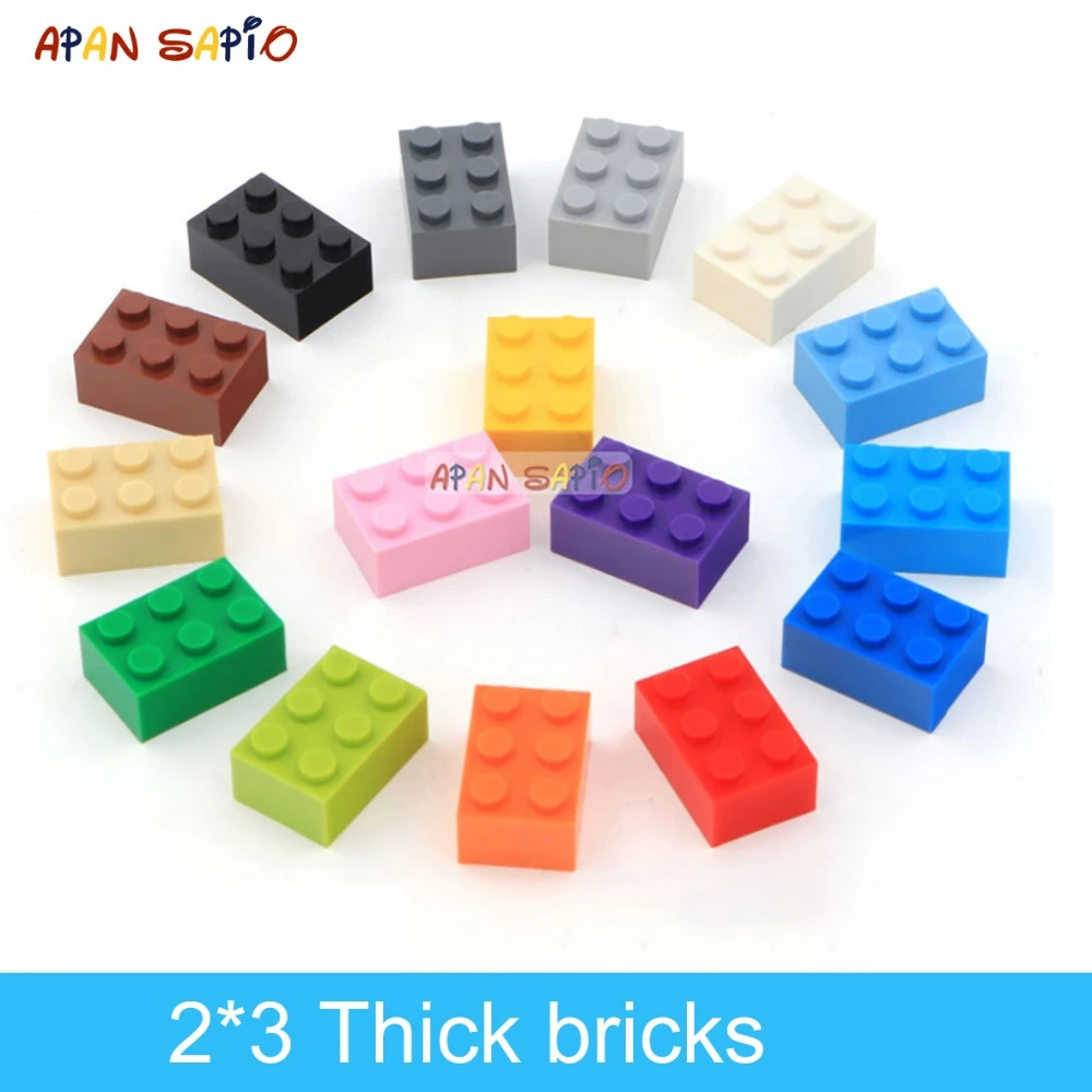 40pcs Diy Building Blocks Thick Figures Bricks 2x3 Dots Educational ...