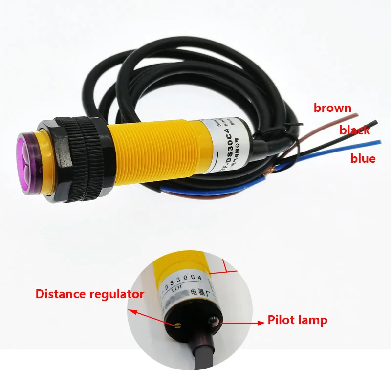 E3F DS30C4 proximity switch DC 9 36V 3 Wire NPN IR Photoelectric Sensor diffuse photoelectric ...