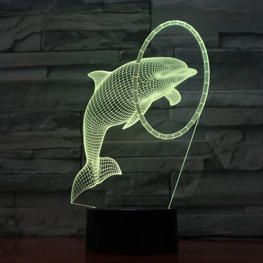 3D1194 Cute Animal Dolphin 3D LED Light Desk Table Halloween Decoration ...
