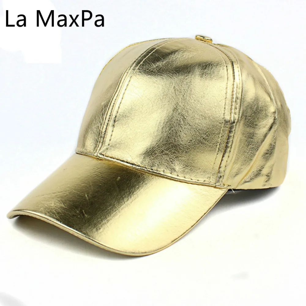 Wholsale gold and silver leather cap baseball cap fitted hat Casual cap ...