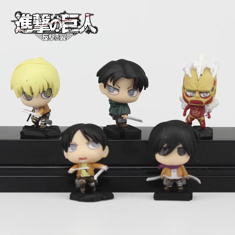 5pcs Cute Mini Attack on Titan Anime Eren Mikasa Armin Rivaille ...