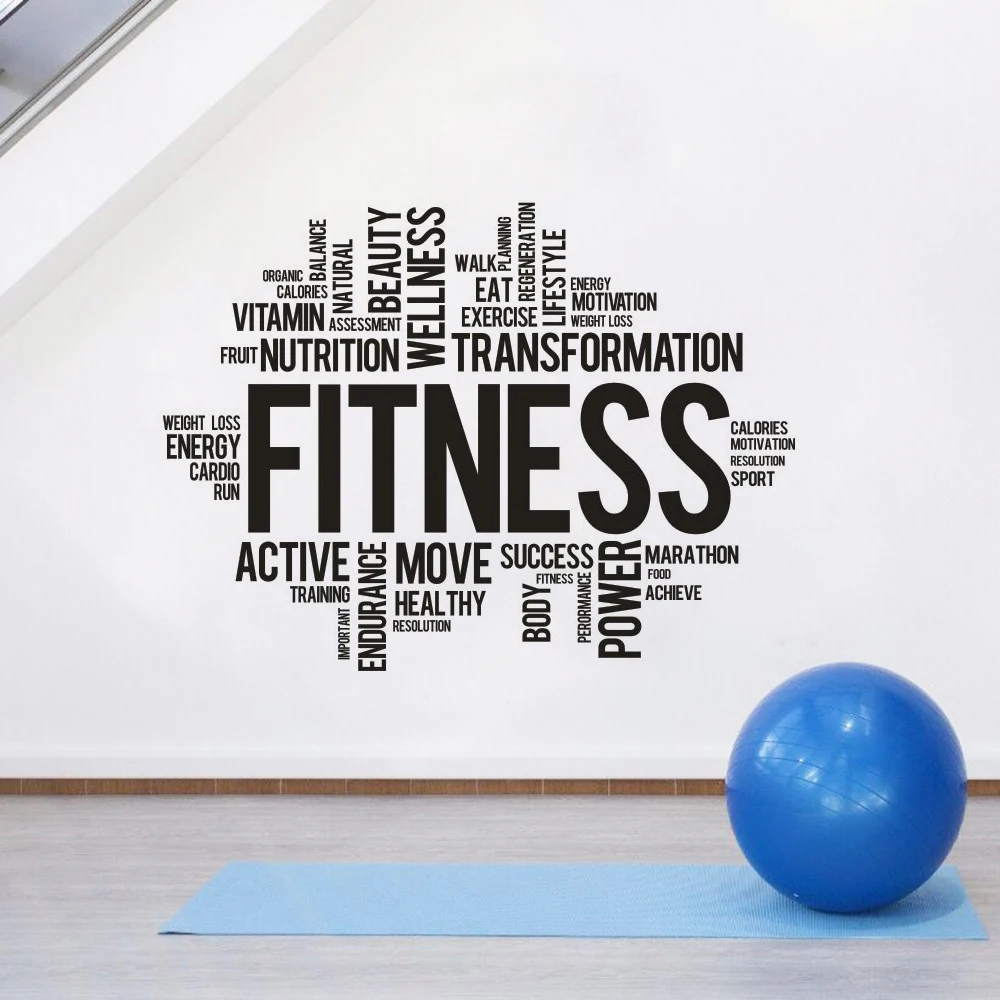 Fitness Studio Wall Sticker Gym Sports Energy Vitamin Wall Mural ...