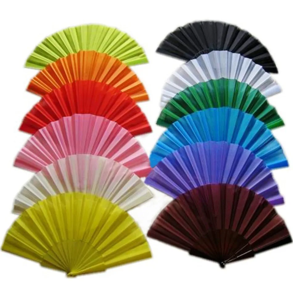 plastic fabric folding hand fan assorted color best business gift ...
