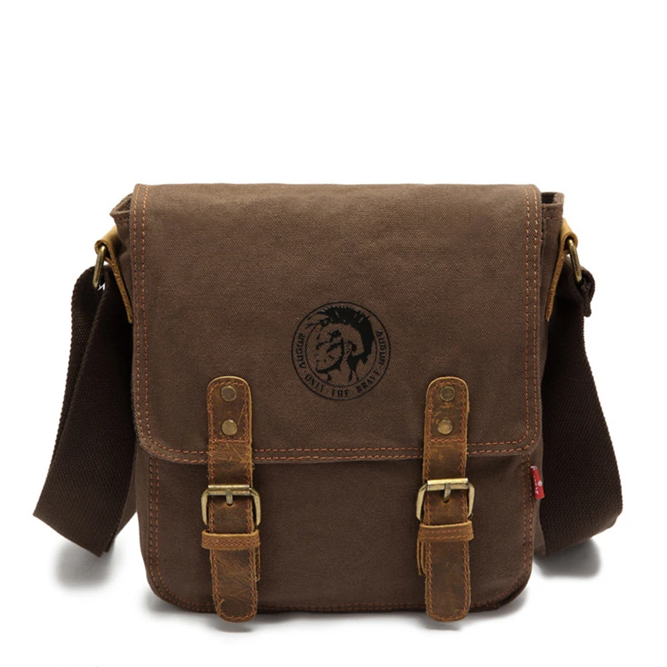 AUGUR Canvas Leather Casual Travel Crossbody Bag Men Multifunctional ...