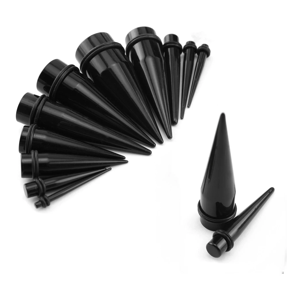 10 Pairs/Lot Acrylic Black Ear Taper Guage Body Piercing Jewelry UV ...