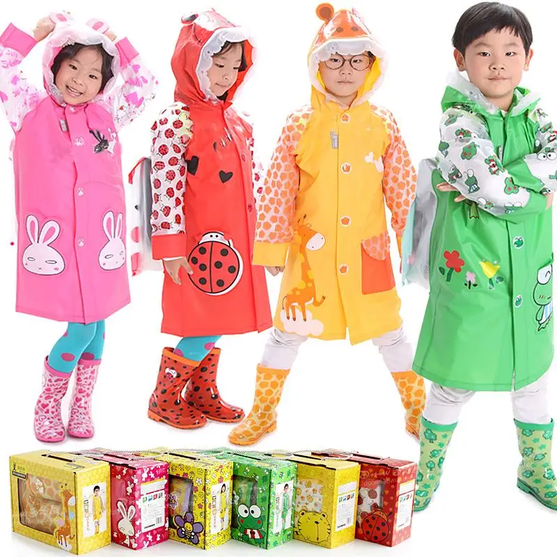 Fashion ! blue ant male female child raincoat rain boots set child baby ...