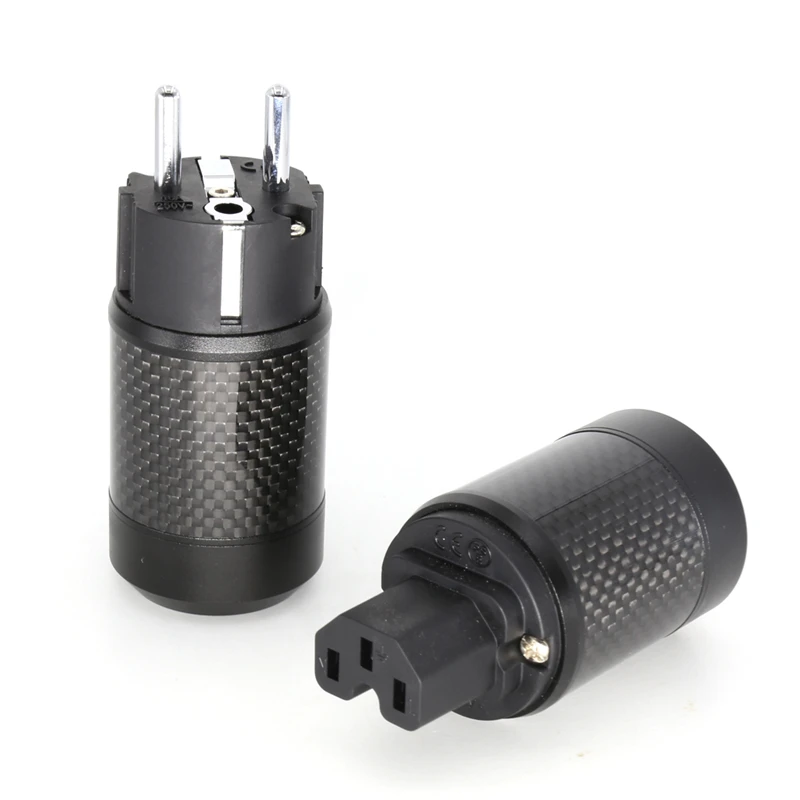Hifi Carbon Fiber Rhodium Plated IEC Female connector Brass EU male ...
