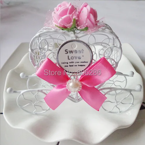 Wholesale 100pcs/lot Iron Carriage Favor Boxes Iron Candy Box Rose ...